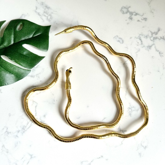 Jewelry | Snake Collar Flexible Adjustable Necklace Gold Serpentine ...